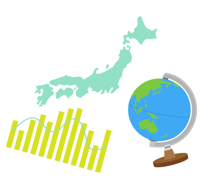 地球儀やグラフの社会科のイラスト | フリー素材 イラストミント